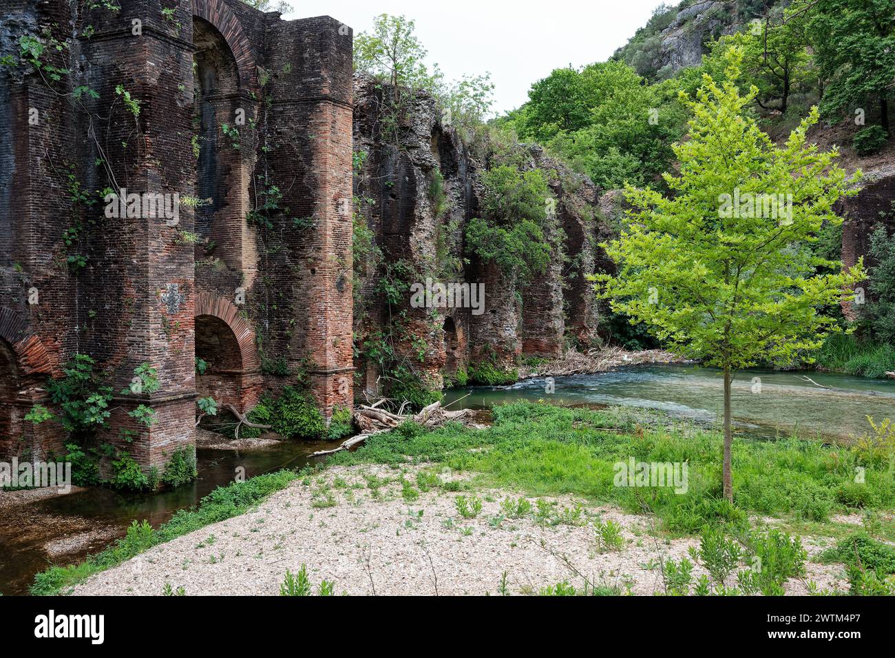 View of the archaeological site of the Roman aqueduct of the ancient ...