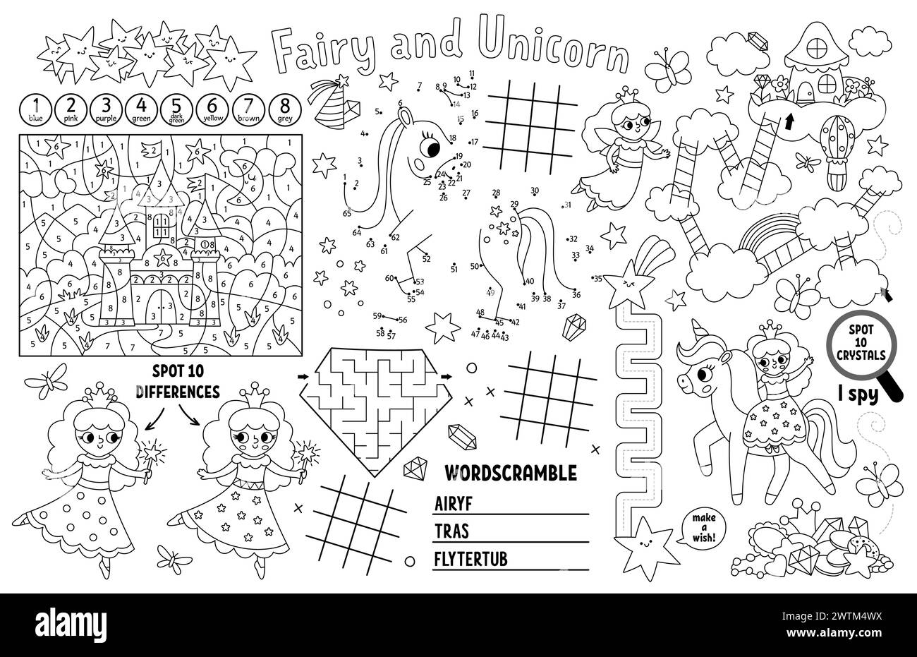 Cat unicorn coloring page printable hi-res stock photography and images - Alamy