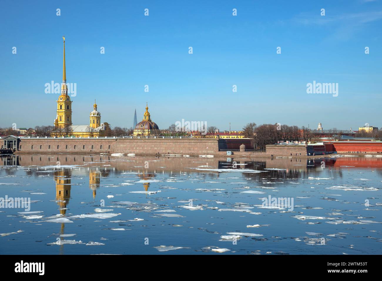 April day at the walls of the Peter and Paul Fortress. Saint Petersburg ...