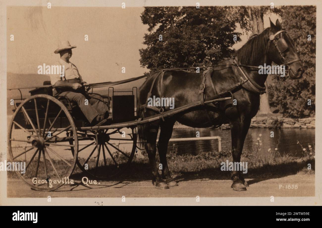 Gelatin silver print - View of a man in a horse carriage, Georgeville ...