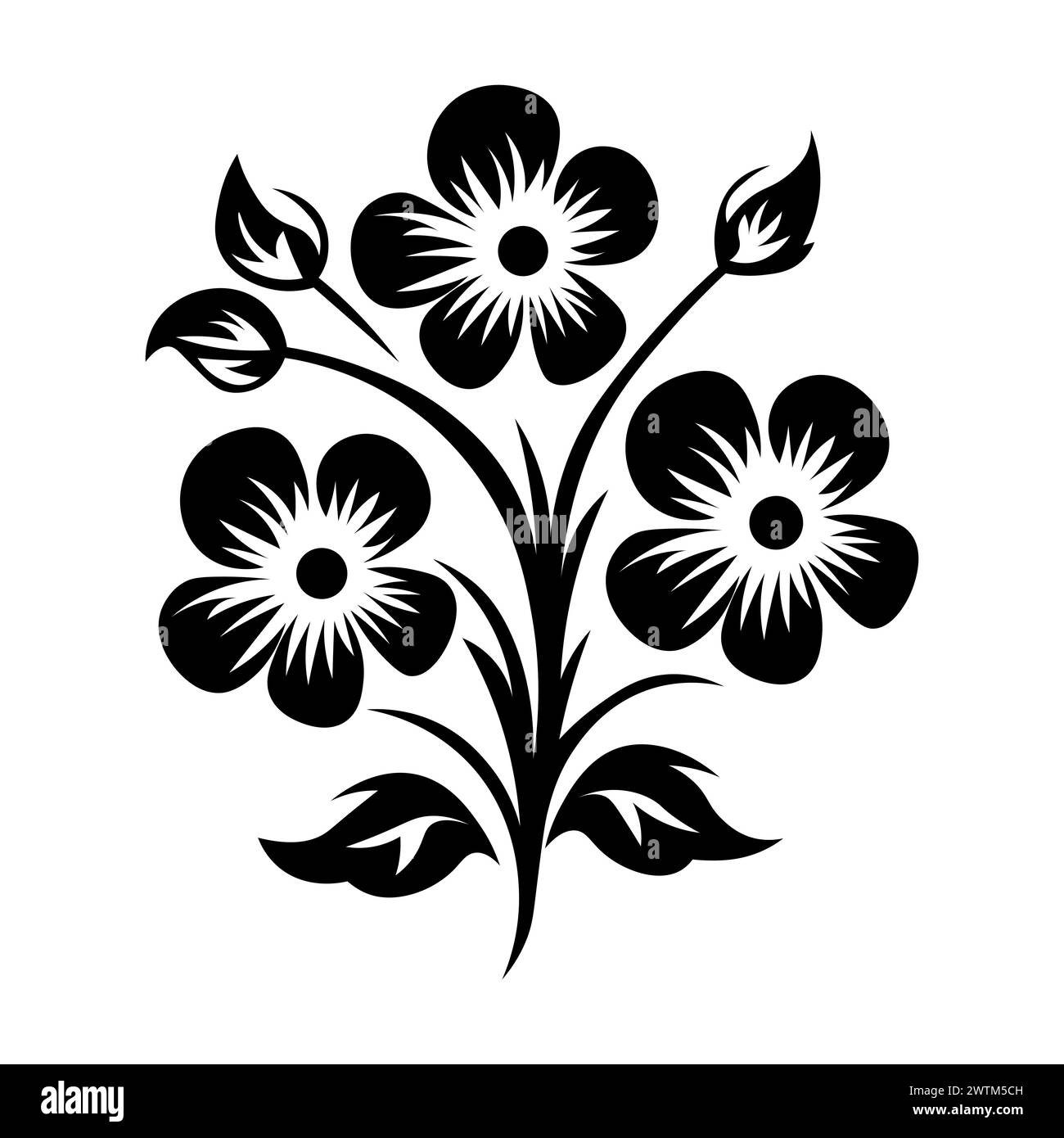 black vector flower icon on white background Stock Vector Image & Art ...