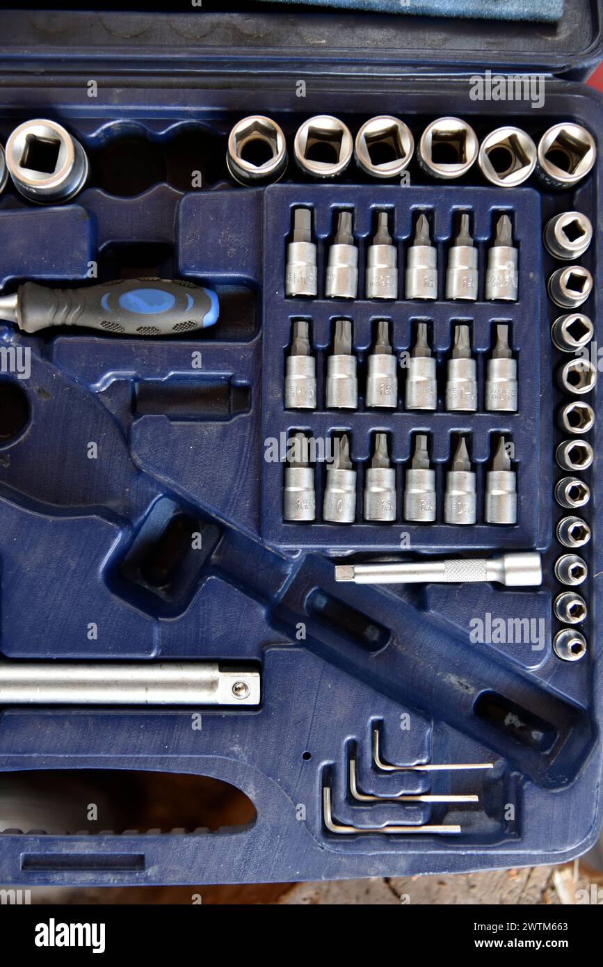 A set of iron keys with a head in a case Stock Photo - Alamy