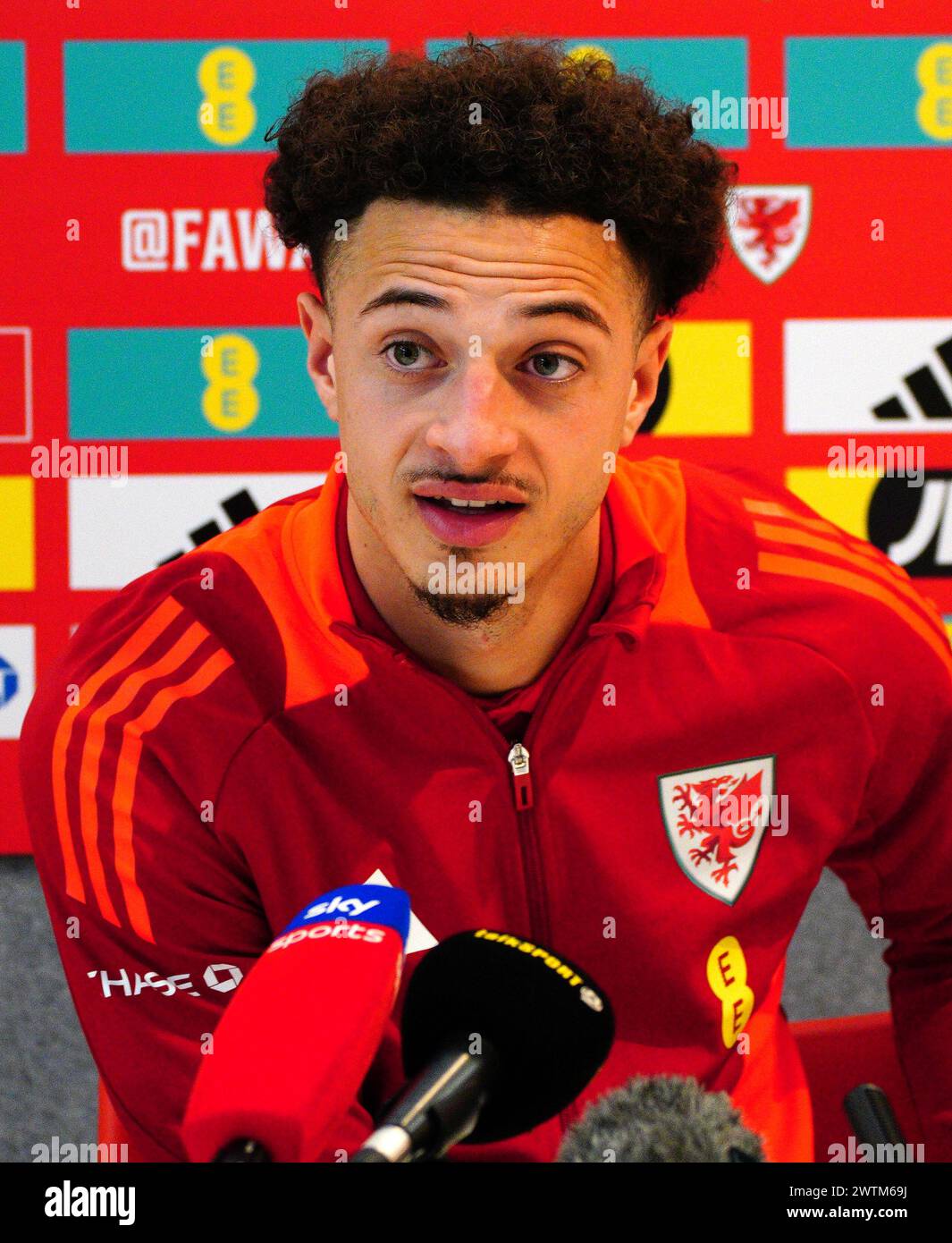 Wales' Ethan Ampadu during a press conference at St. Fagans National ...