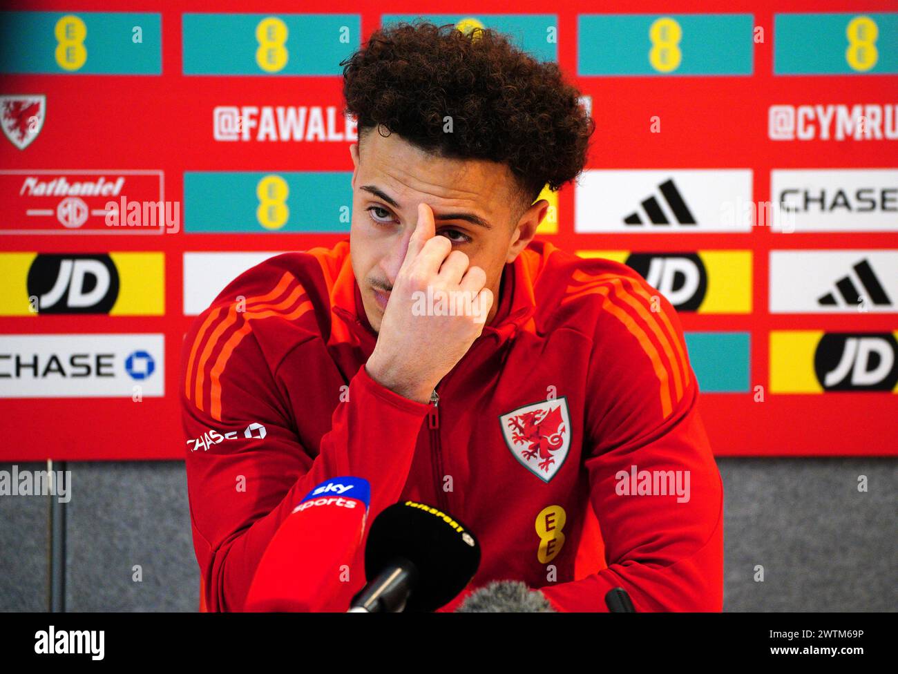 Wales' Ethan Ampadu during a press conference at St. Fagans National ...