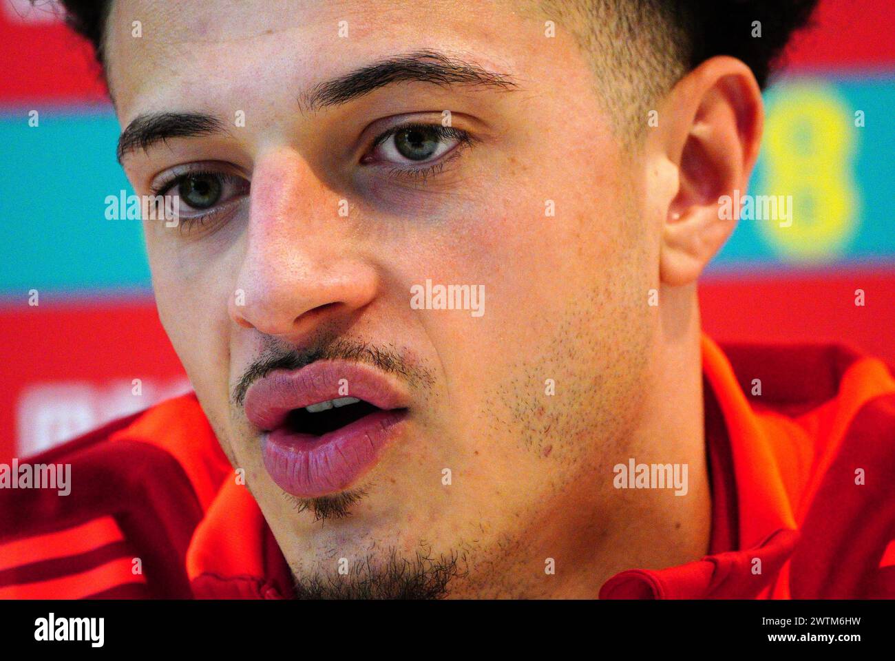 Wales' Ethan Ampadu during a press conference at St. Fagans National ...