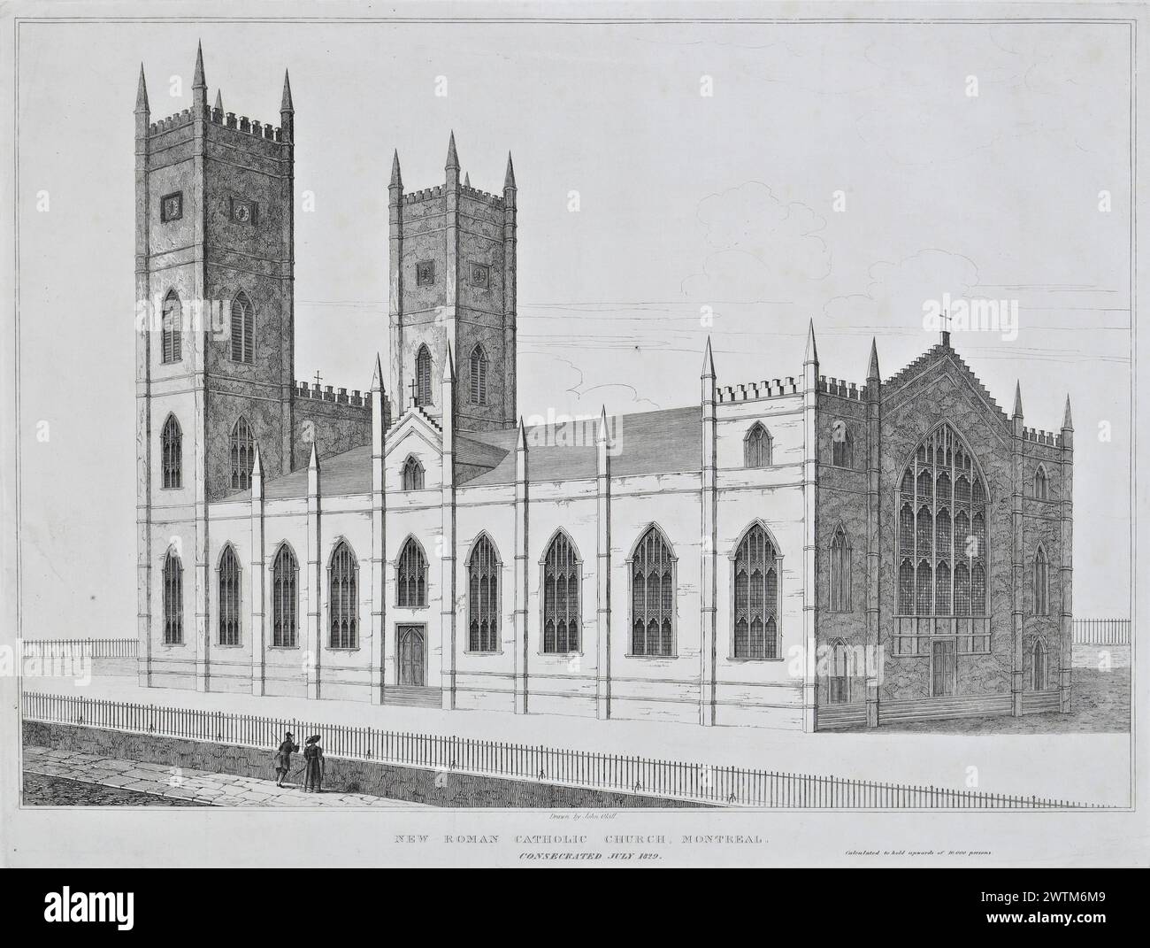 Etching - New Roman Catholic Church, Montreal. Consecrated July 1829 ...