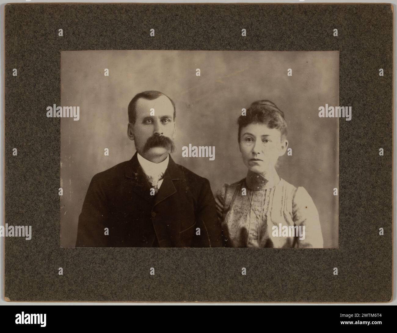 Gelatin silver print - Portrait of an unidentified couple, Cowansville, Quebec, 1890-1915 Stock ...