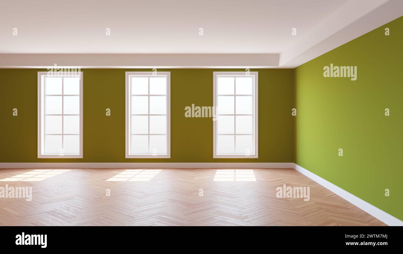 Khaki Interior with a White Ceiling and Cornice, Glossy Herringbone ...