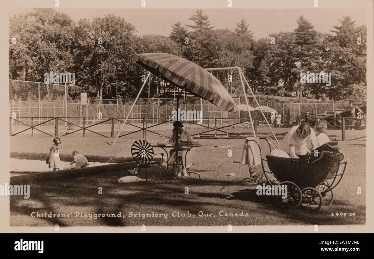 Gelatin silver print - View of a children's playground at the Seigniory ...