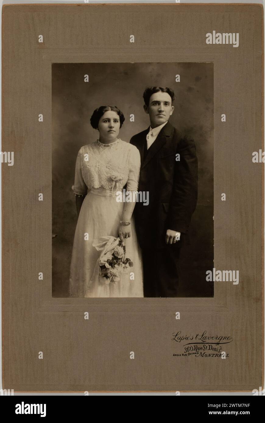 Gelatin silver print - Wedding portrait of an unidentified couple ...