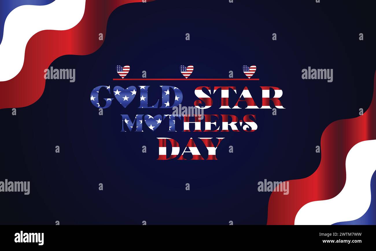 Gold Star Mother's Day stylish text with usa flag illustration design ...