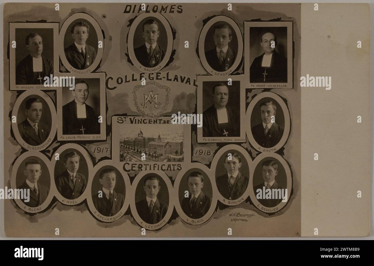 Gelatin silver print - Graduates of Laval College, Laval, Quebec, 1917 ...