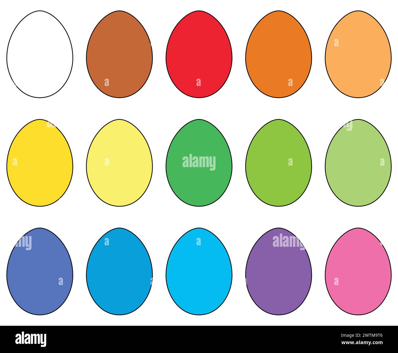 Easter egg colors - set of Easter colored eggs, vector illustration ...