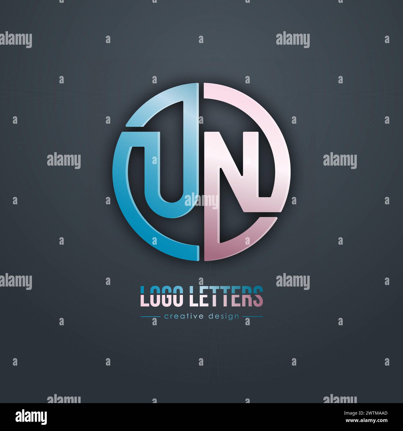 The design of the letters U and N. A logo template for a business card ...