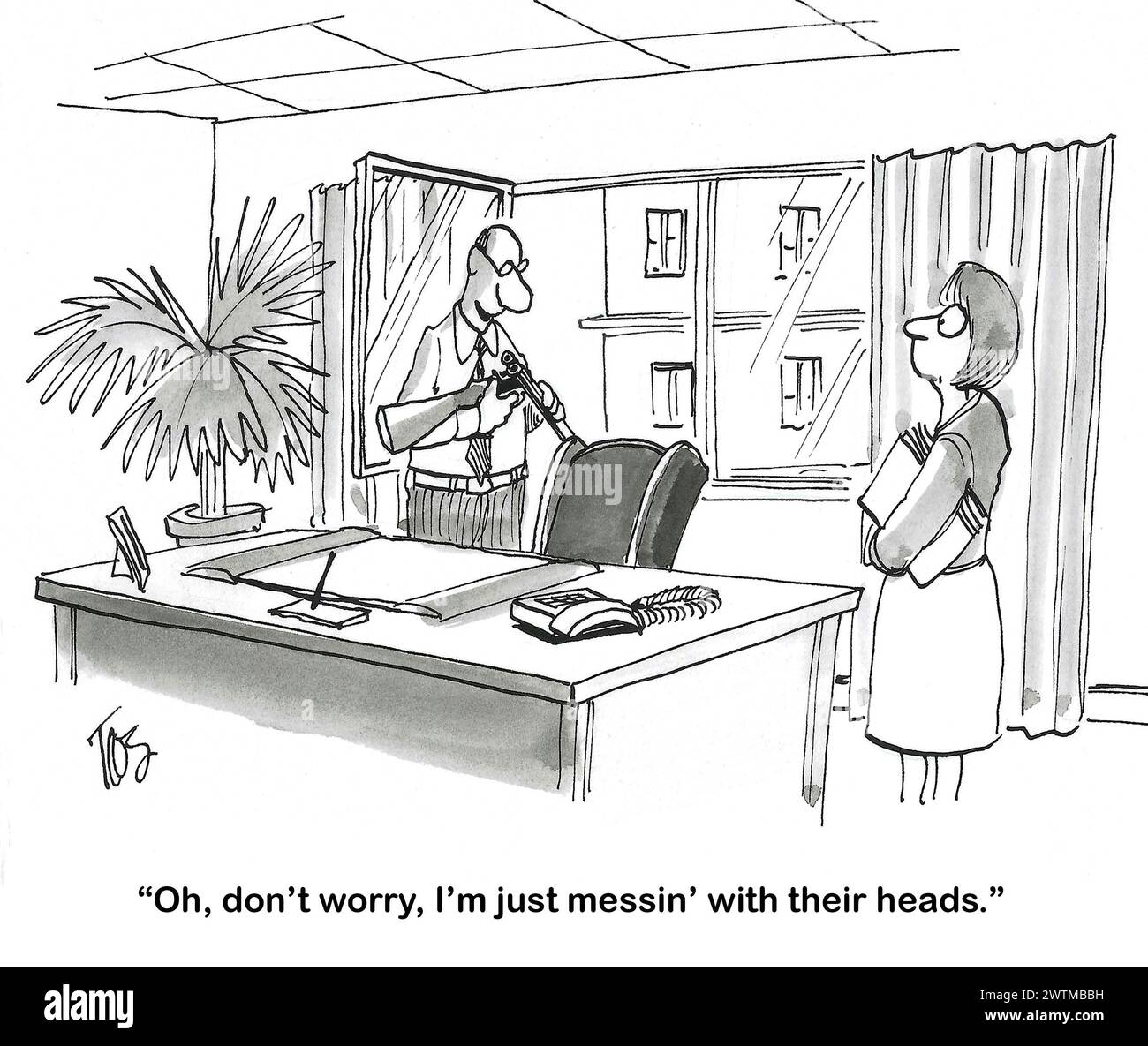 BW cartoon of a businessman not realizing how dangerous randomly ...