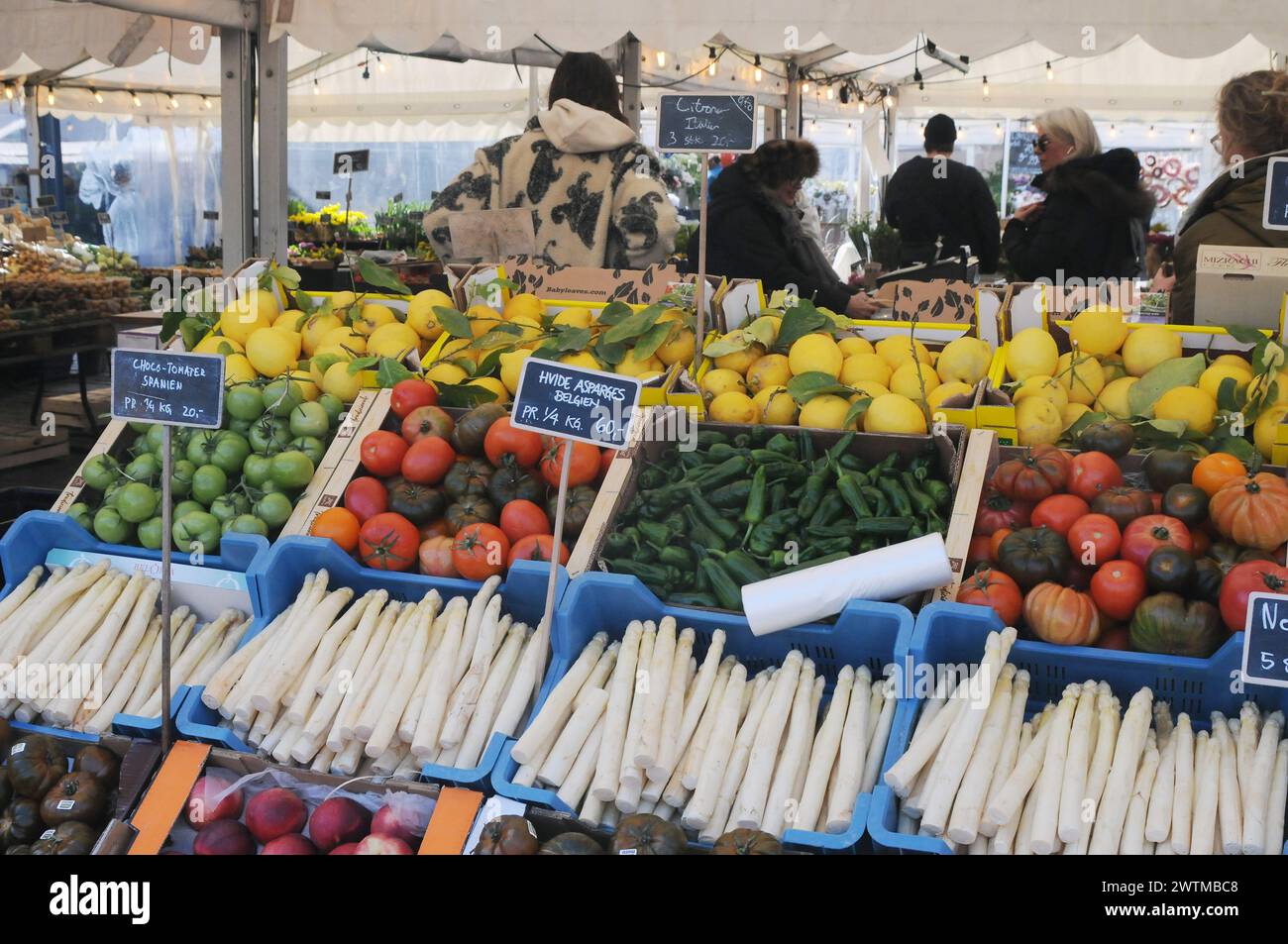 Copenhagen, Denmark/18 March 2024 Shoppers and consumers /farmer market ...