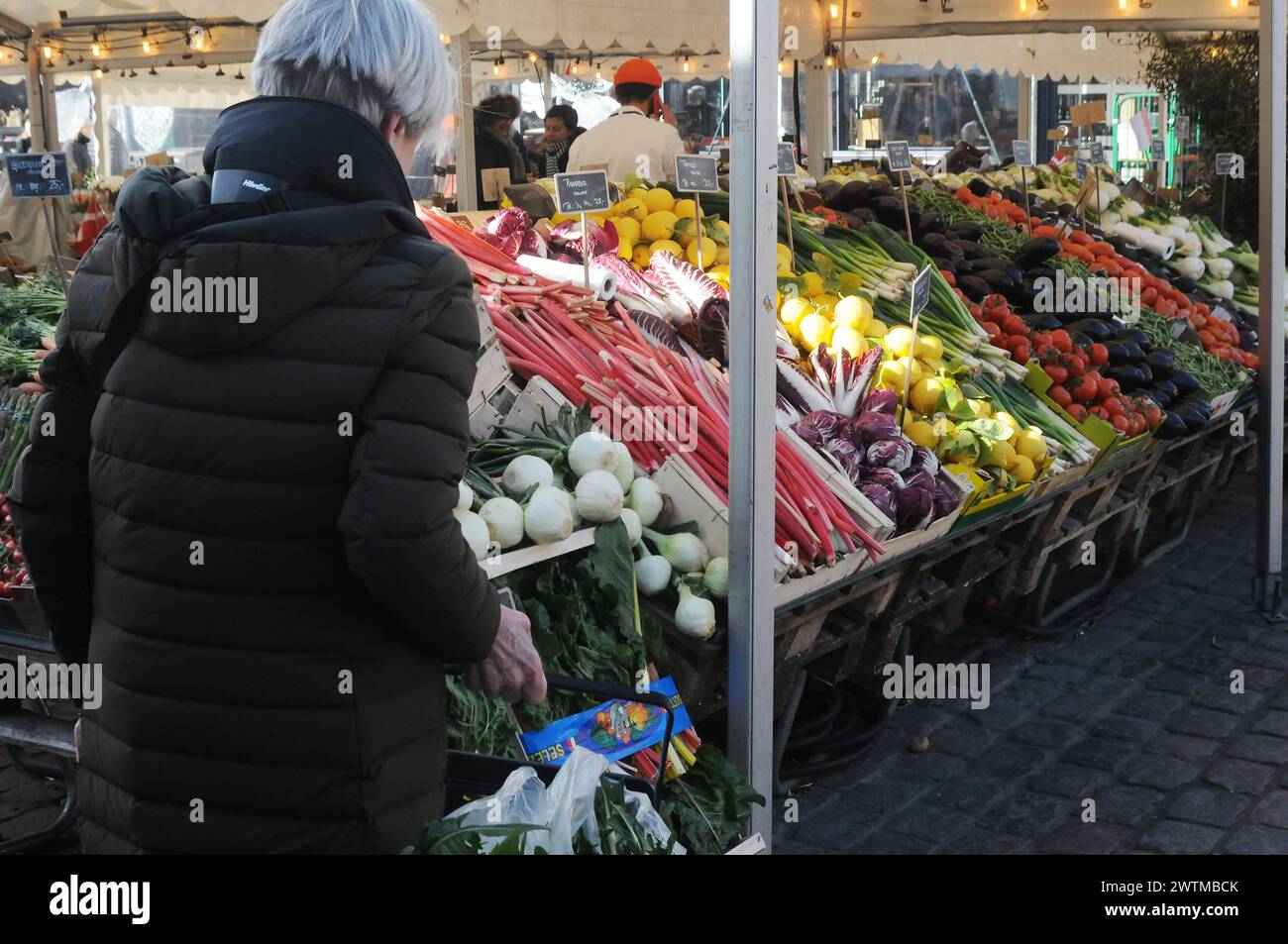 Copenhagen, Denmark/18 March 2024 Shoppers and consumers /farmer market ...