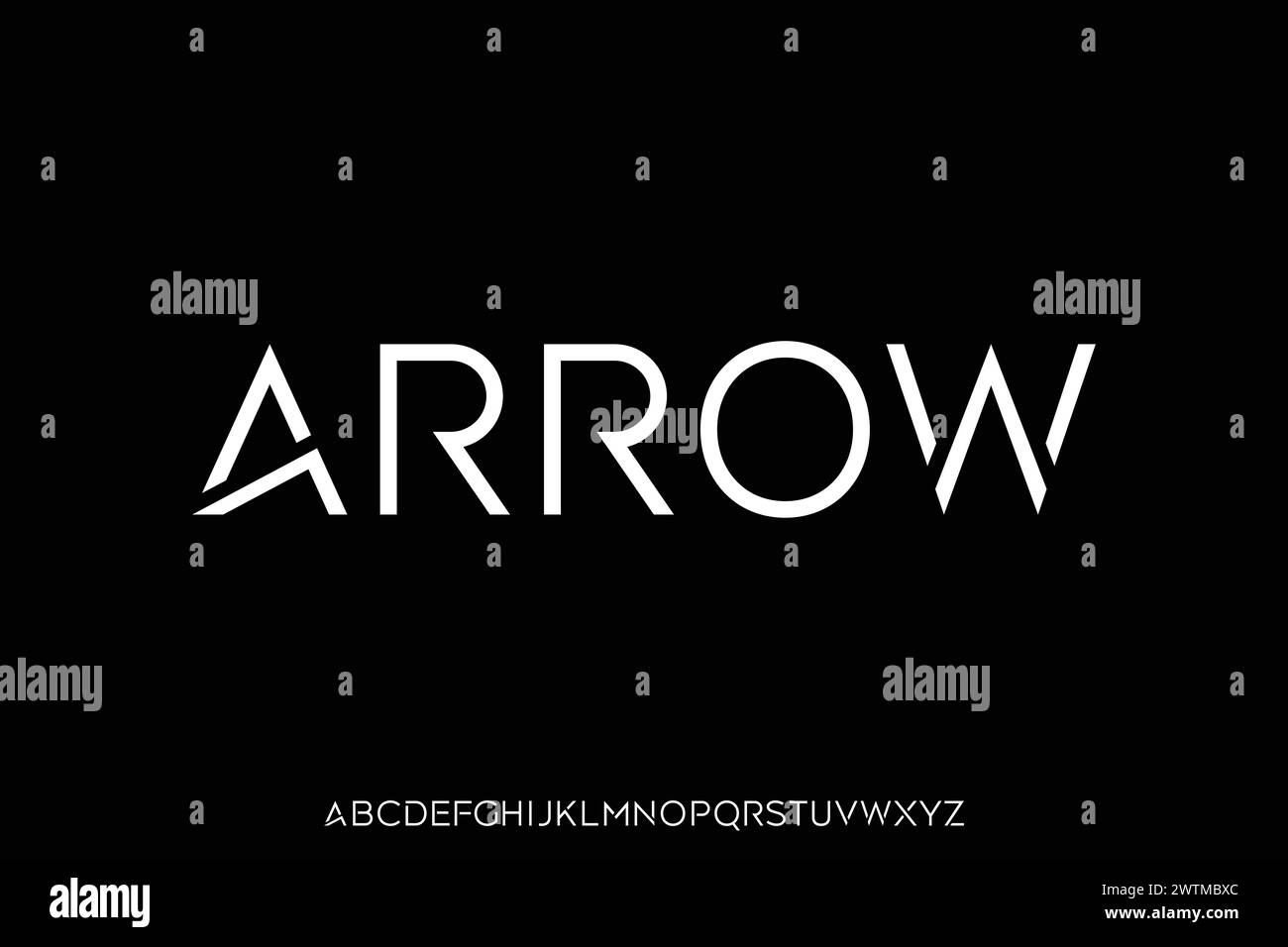 Modern decorative arrow sans serif alphabet display font vector ...