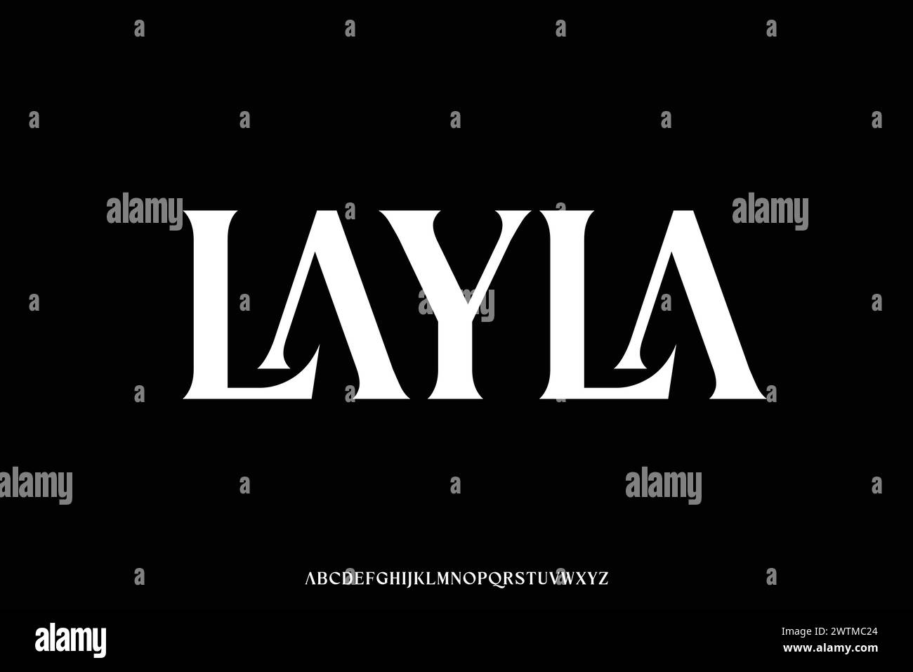 Modern sharp serif alphabet display font vector. Abstract bold serif ...