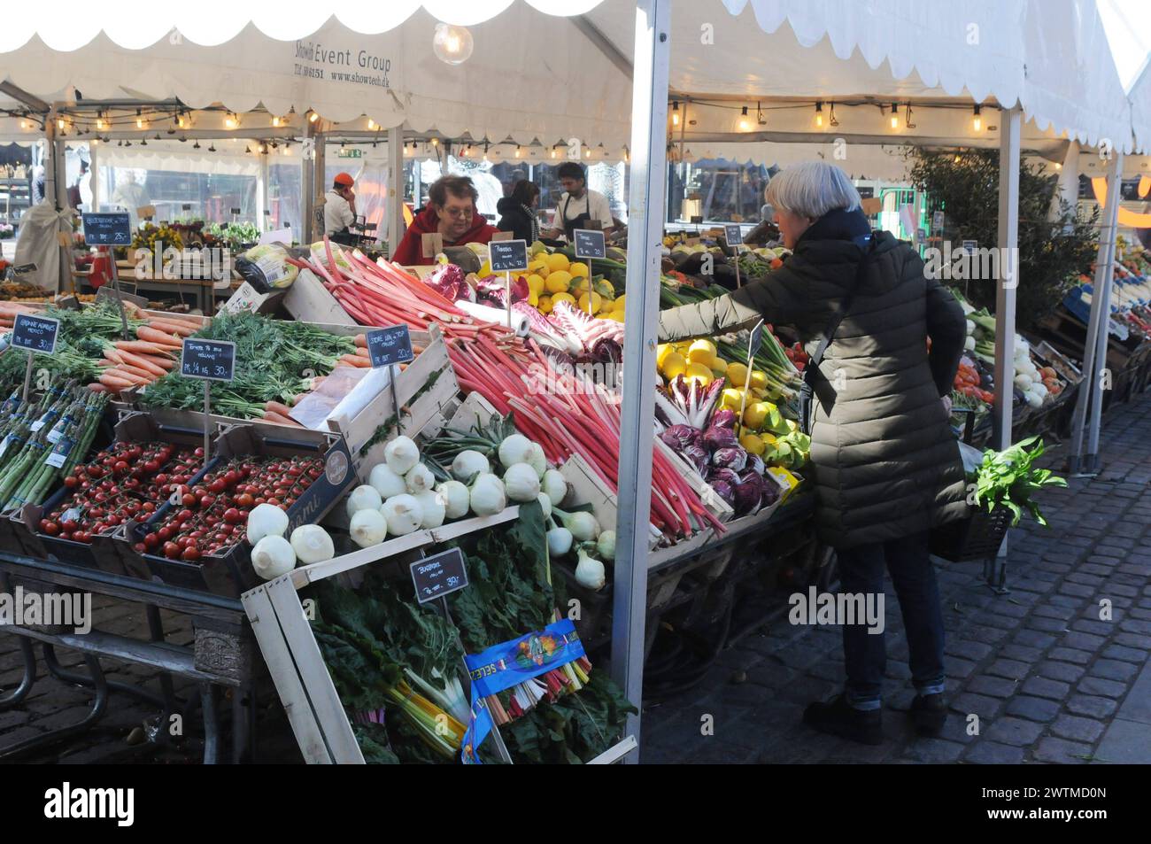 Copenhagen, Denmark/18 March 2024 Shoppers and consumers /farmer market ...