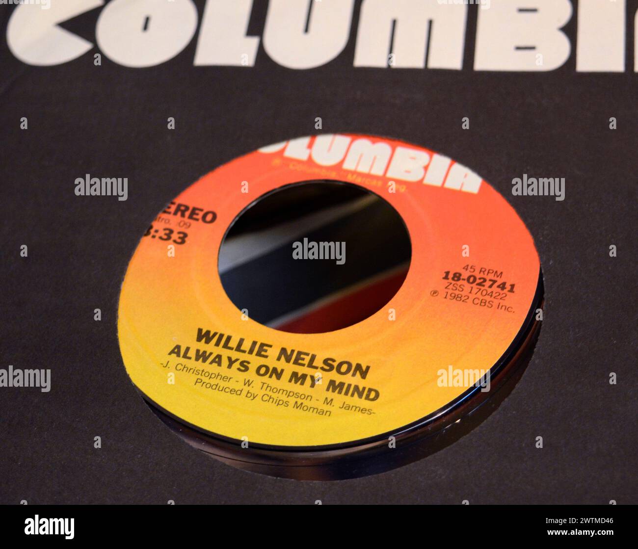 A copy of the 1982 45 RPM record "Always On My Mind" by Willie Nelson ...