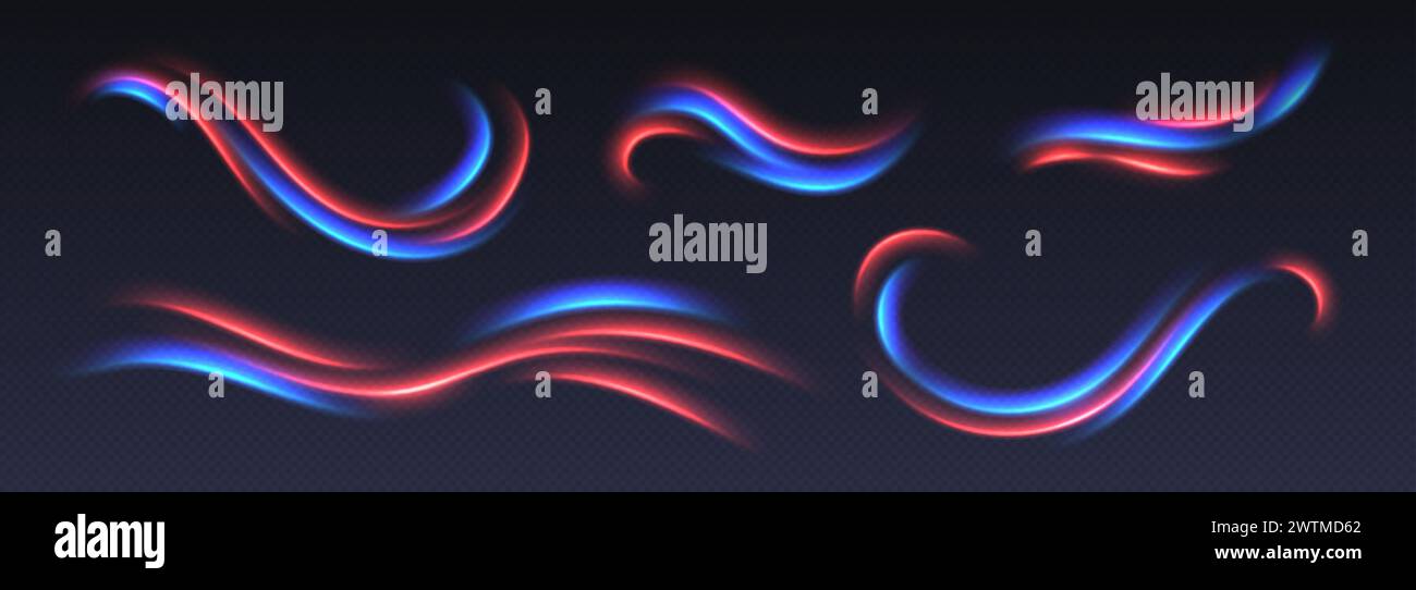 Neon car lights in motion, dynamic slow shutter speed effect. Abstract ...