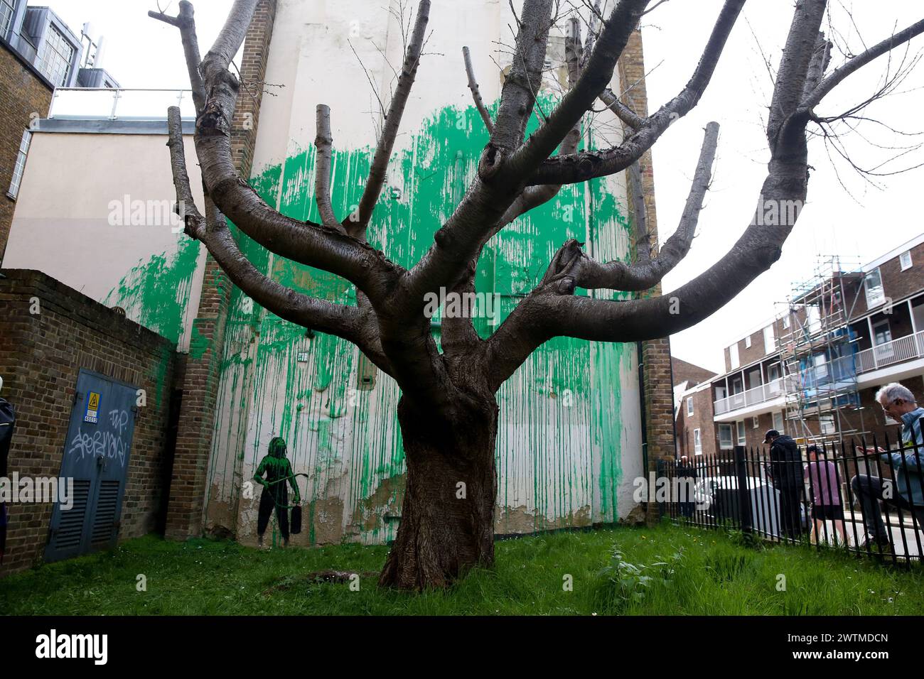 London, UK. 18th Mar, 2024. New Banksy artwork appears in Finsbury Park ...