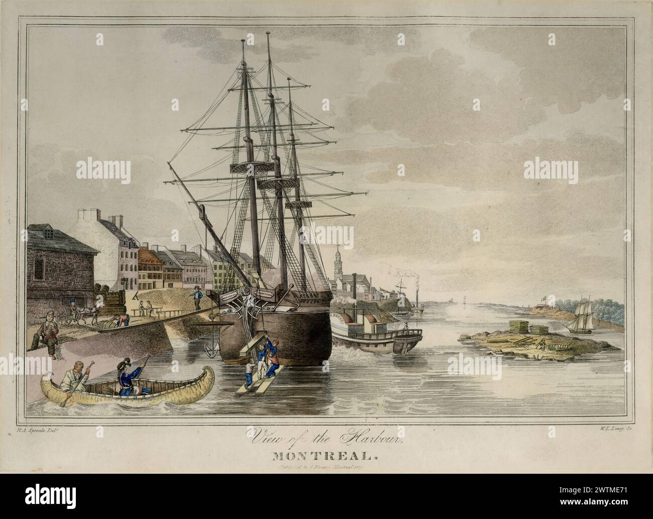 Etching - View of the Harbour, Montreal, 1830 Robert Auchmuty Sproule ...