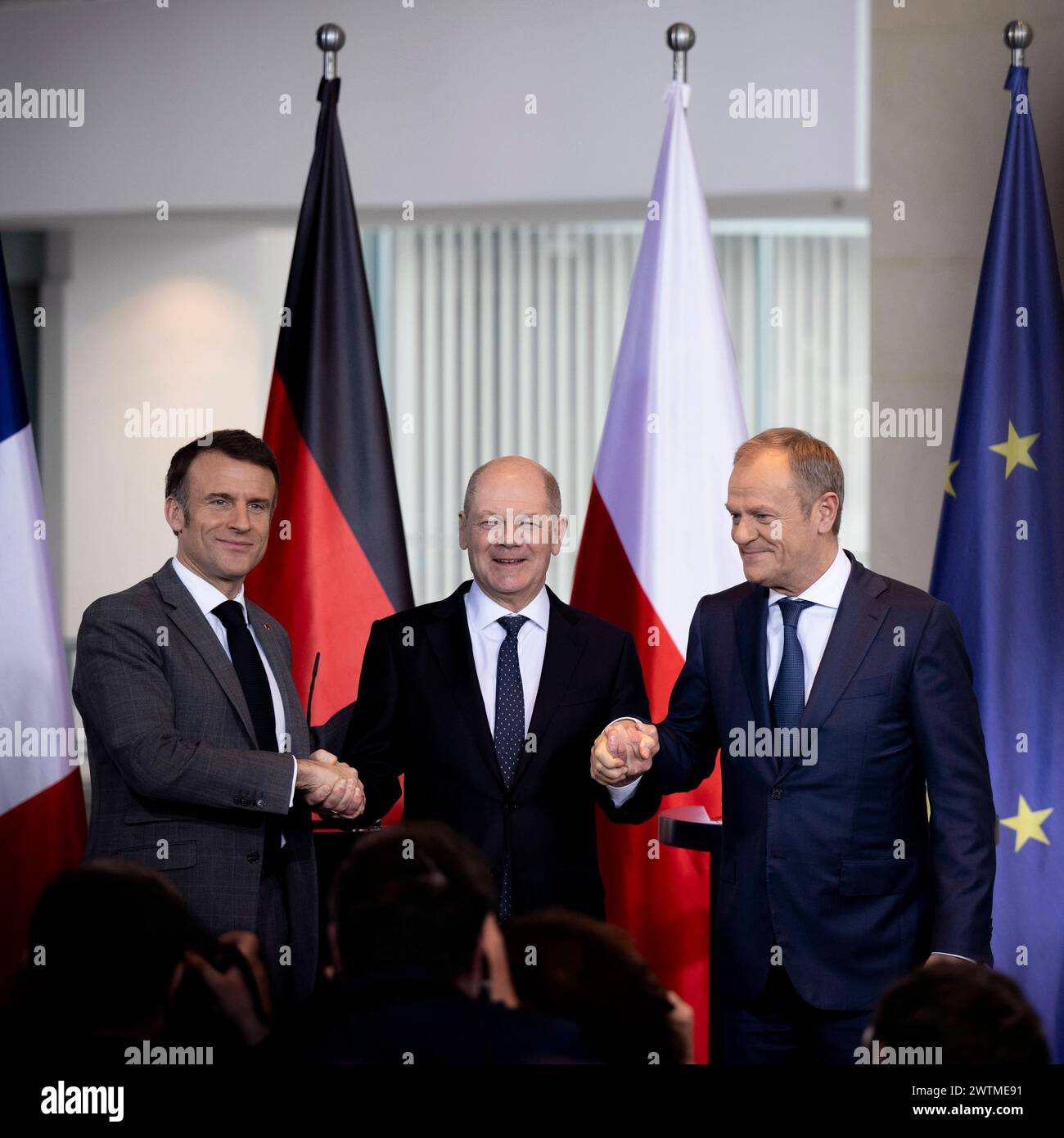 Emmanuel Macron, Olaf Scholz, Donald Tusk - Weimar Triangle DEU ...