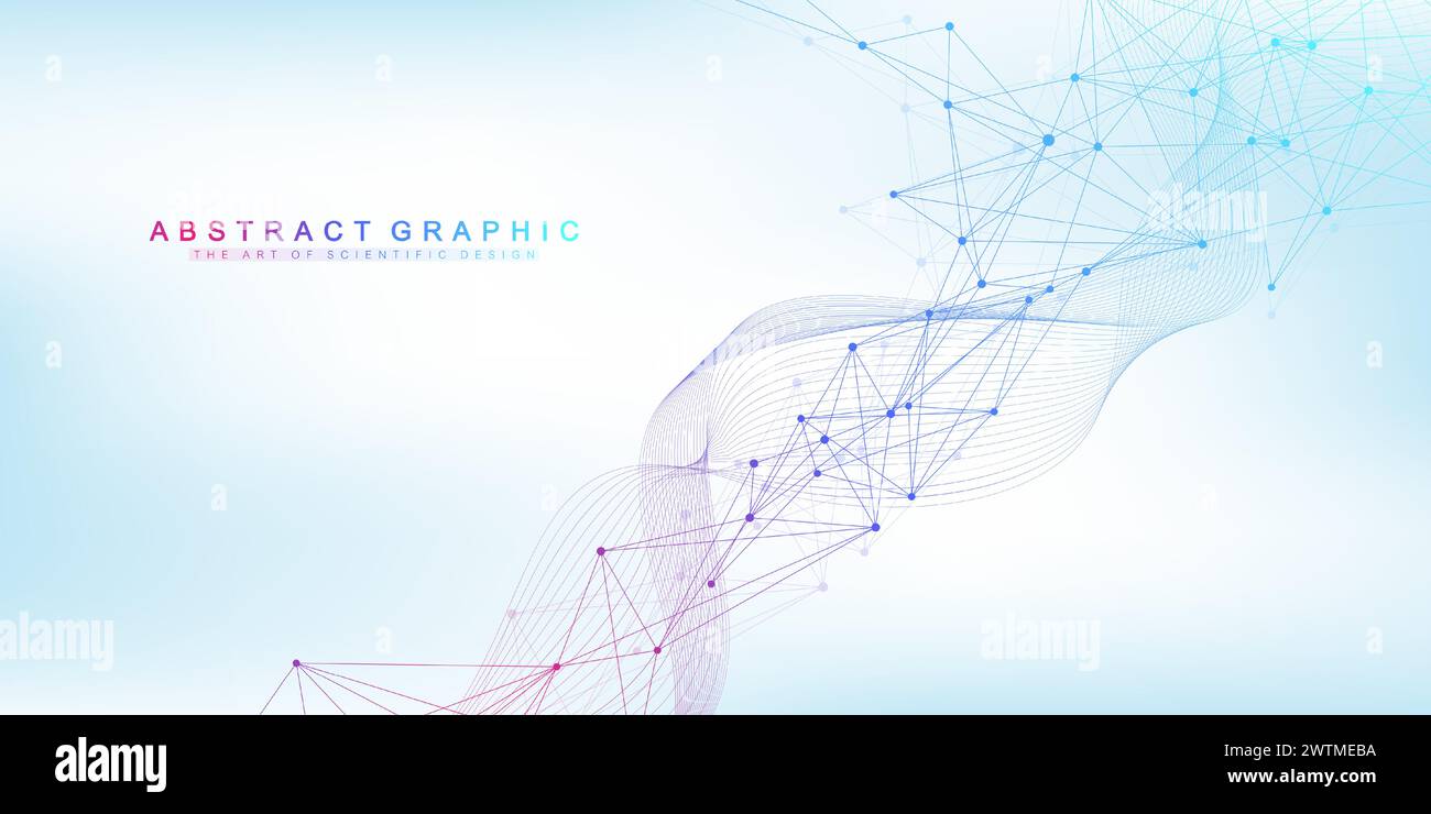 Abstract tech network connection dots. Digital technology and big data analysis background ...