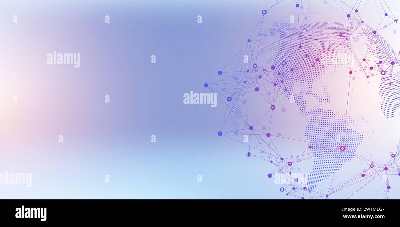 Global network connection banner design template. Header social network ...