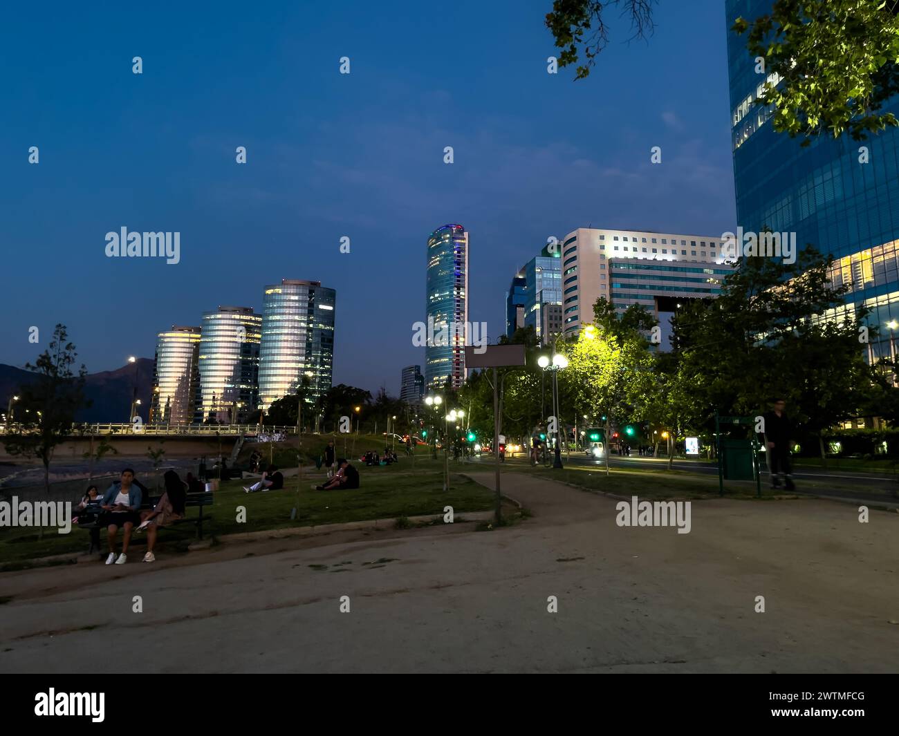 Beautiful aerial Night view of the city of Santiago de Chile, is ...