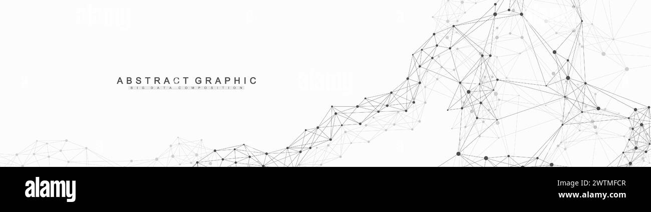 Abstract tech network connection dots. Digital technology and big data analysis background ...