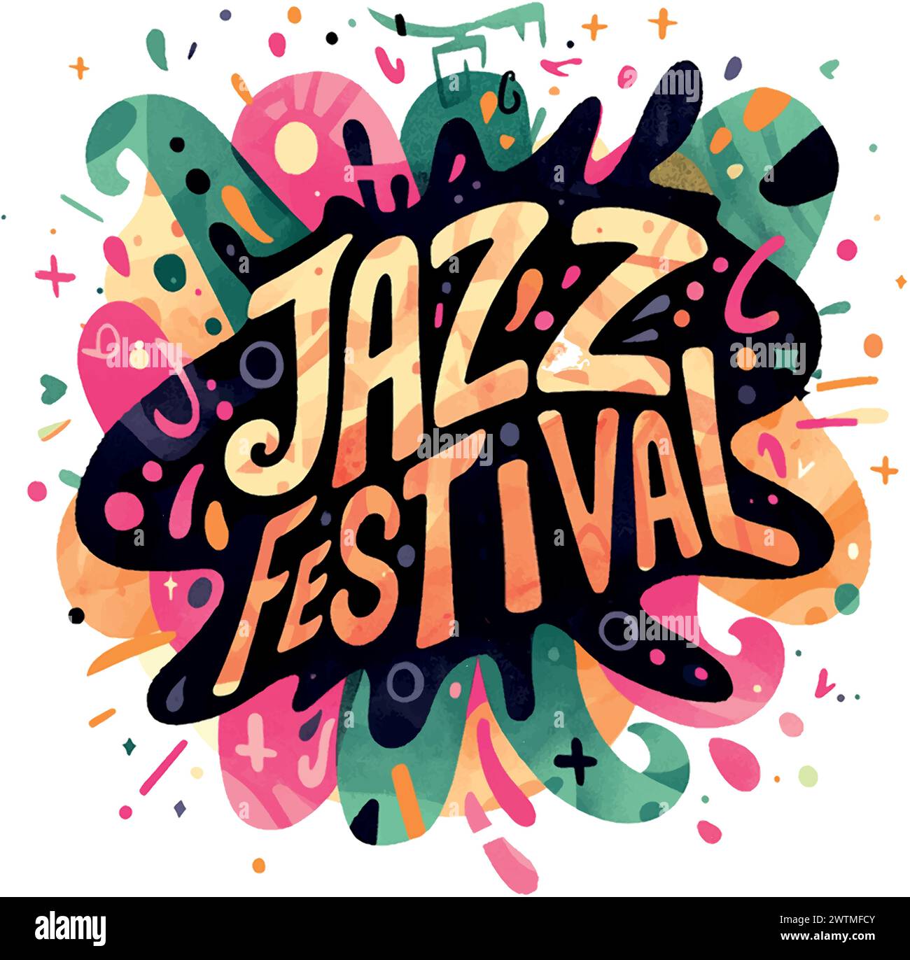 Jazz festival is a colorful and lively event. Logo Lettering text Stock ...