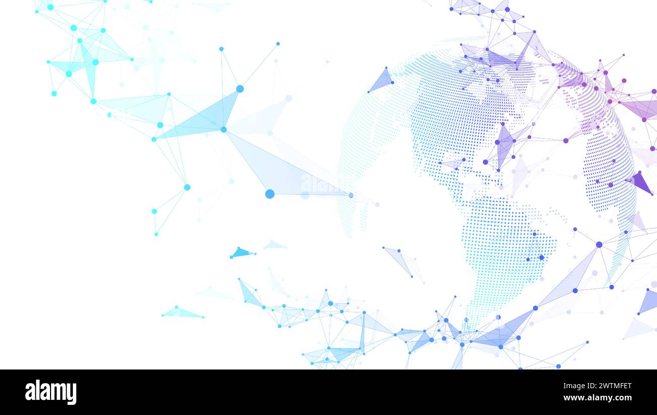 Global network connection banner design template. Header social network ...