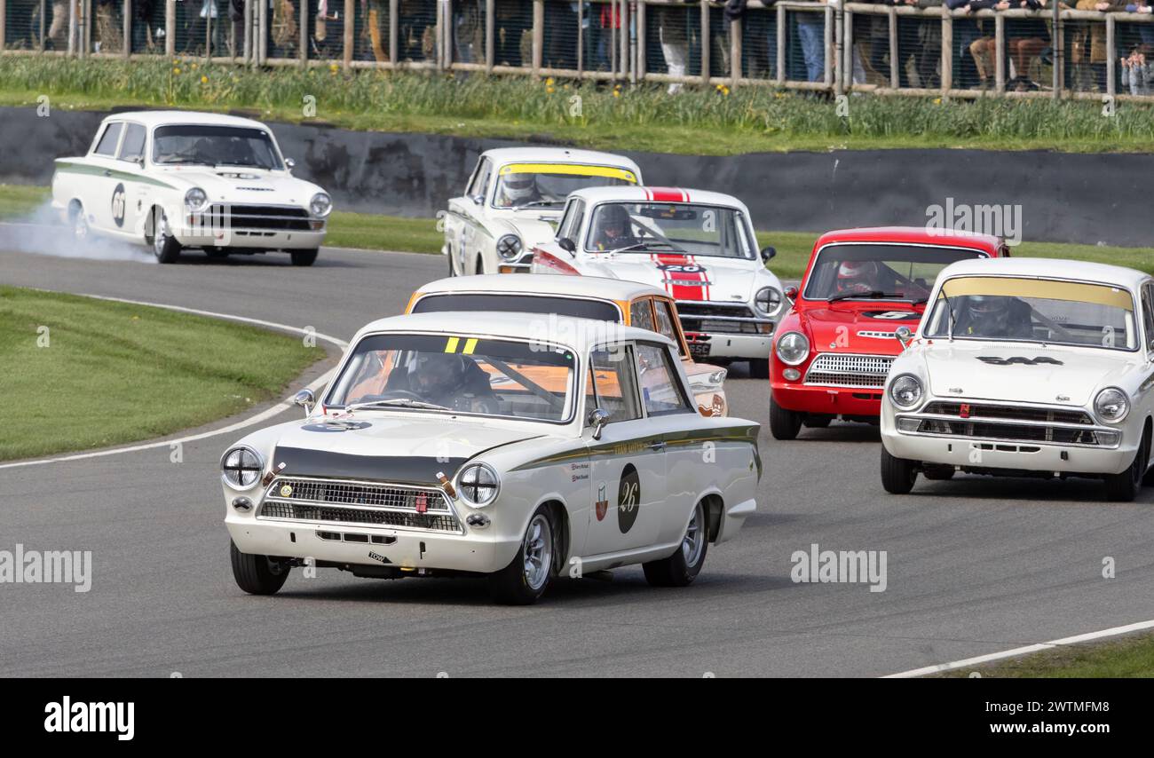 Kerry Michael in his 1964 Ford-Lotus Cortina MkI during the Jim Clark ...