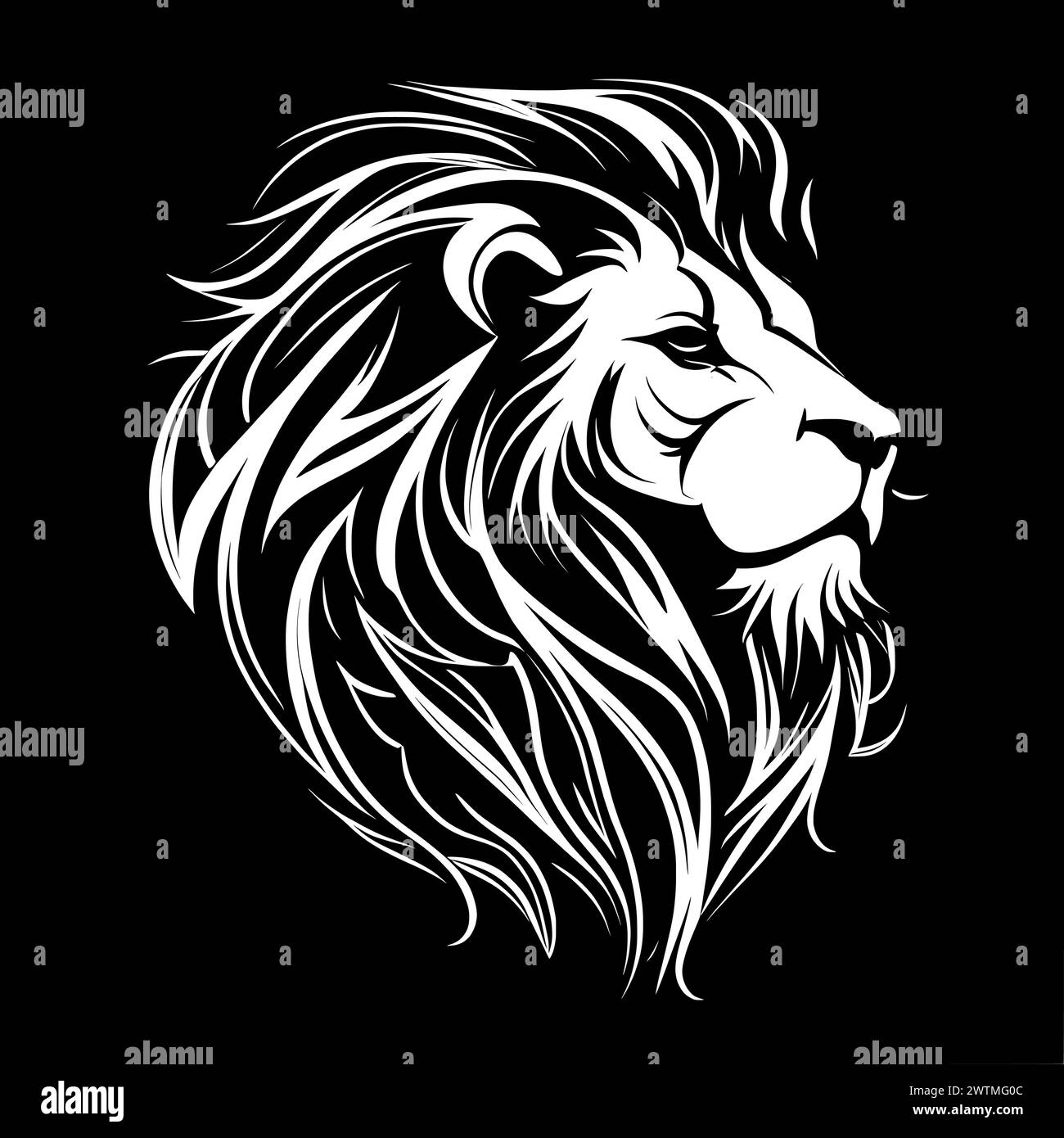 Lion - black and white vector illustration Stock Vector Image & Art - Alamy