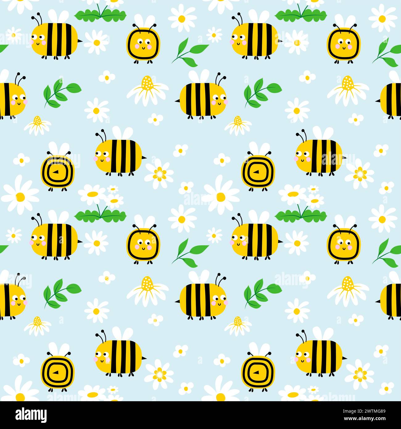 Cute honeybees seamless pattern. Seamless background with bumble bees ...