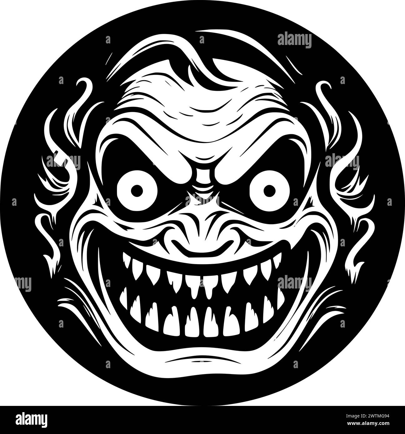 Horror - black and white vector illustration Stock Vector Image & Art ...