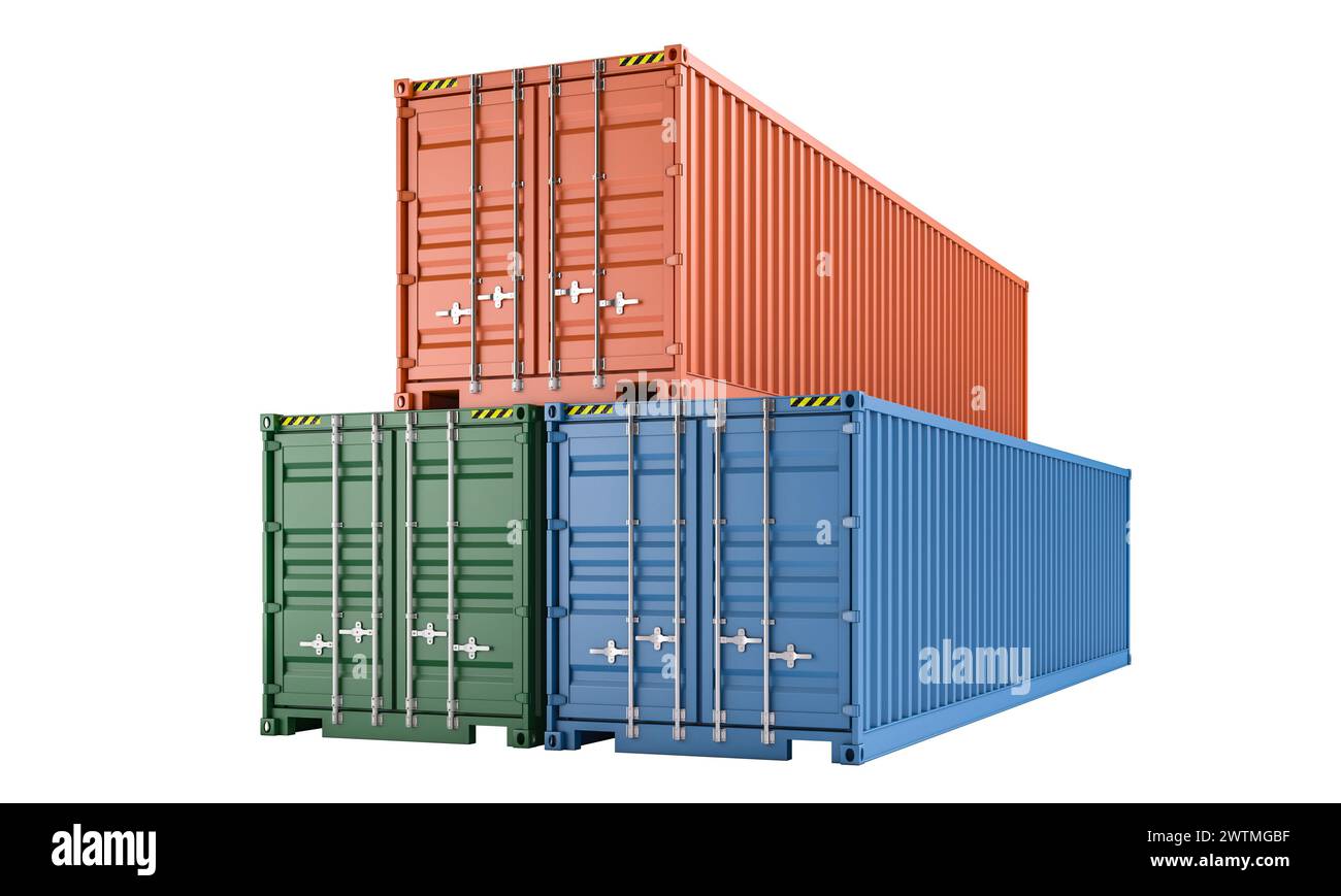 metal cargo container isolated on a white background. 3d render Stock Photo - Alamy