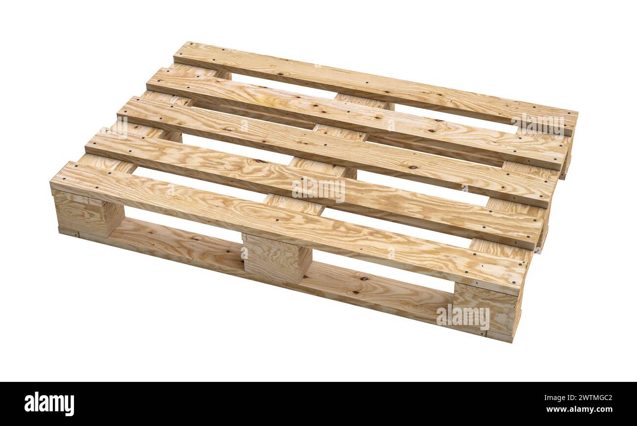 Image of a single empty wooden pallet isolated on a white background ...