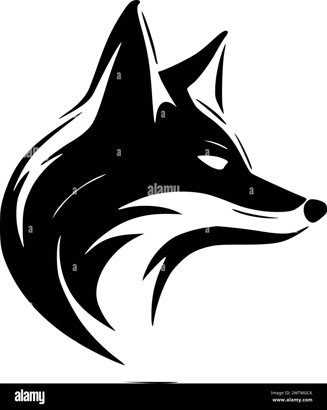 Fox - black and white isolated icon - vector illustration Stock Vector ...