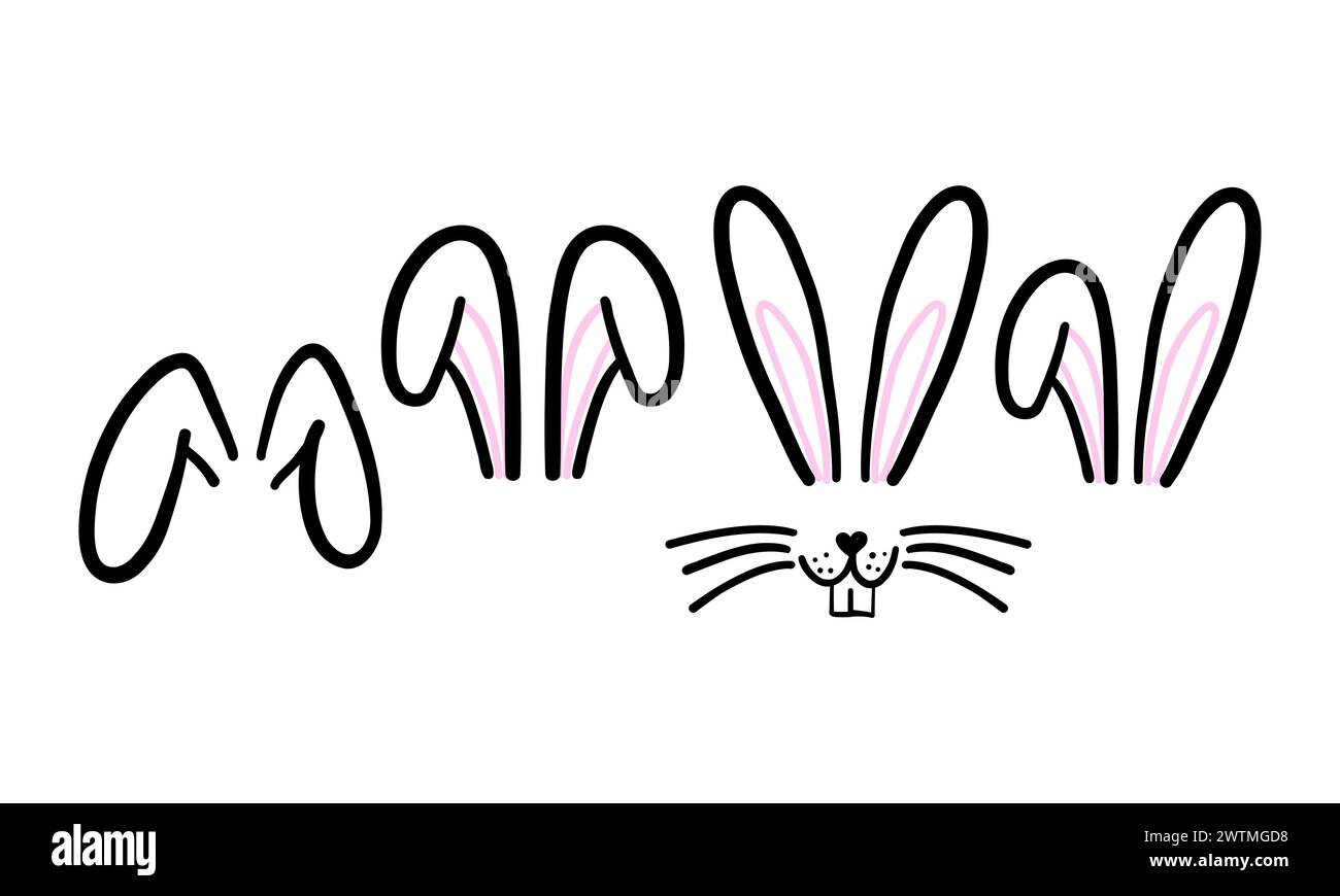 Easter bunny ears doodle set in simple modern style. Happy Easter Stock ...