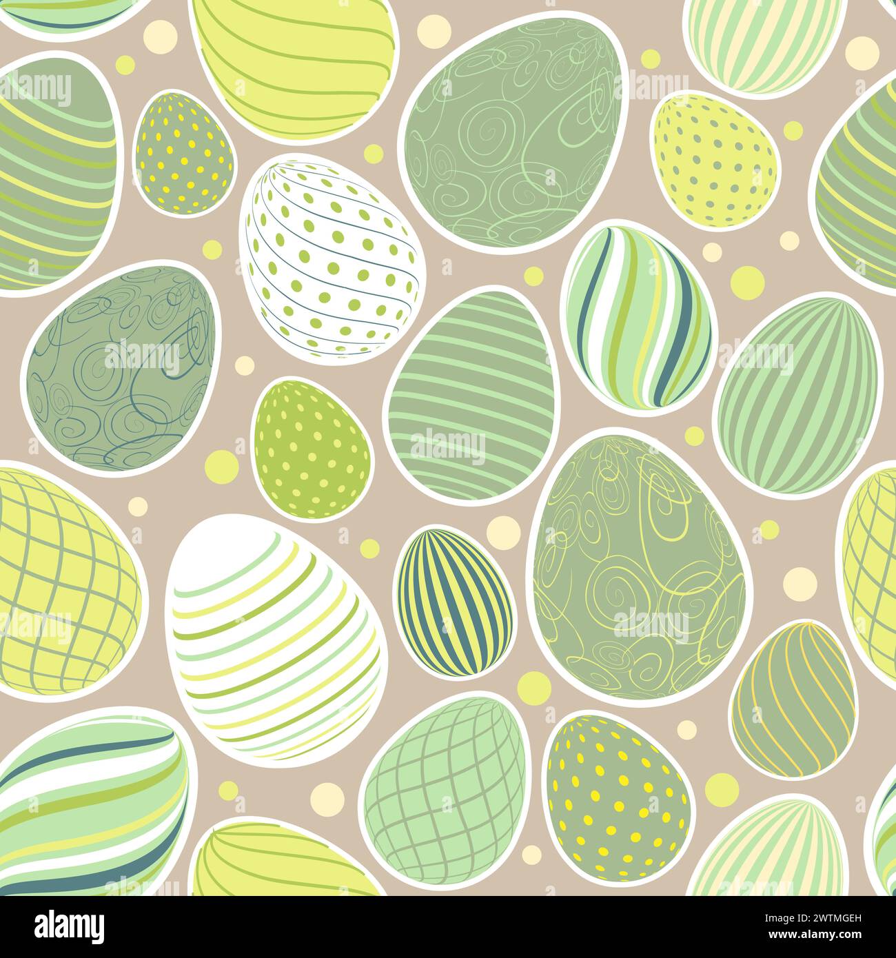 Easter Eggs with seamless ornament pattern. Vector line pattern with ...