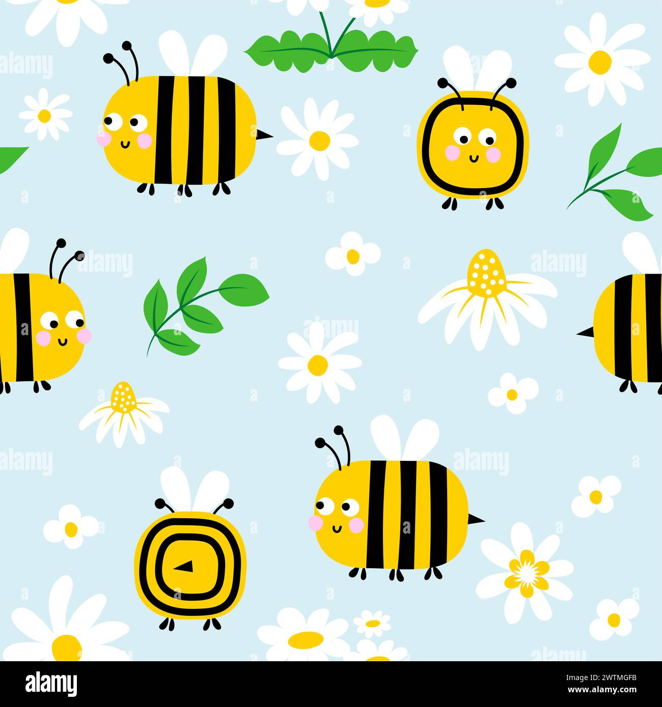 Cute honeybees seamless pattern. Seamless background with bumble bees ...
