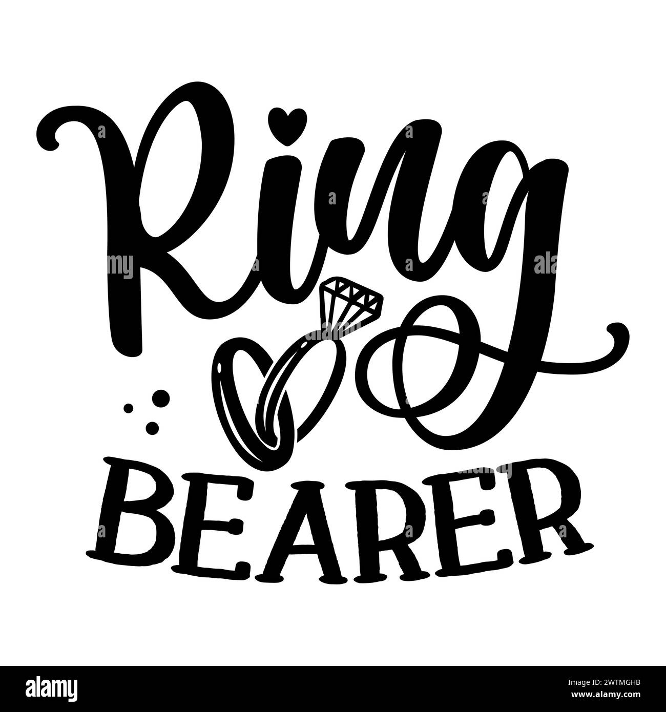 Ring Bearer - Black hand lettered quote with diamond ring for greeting ...