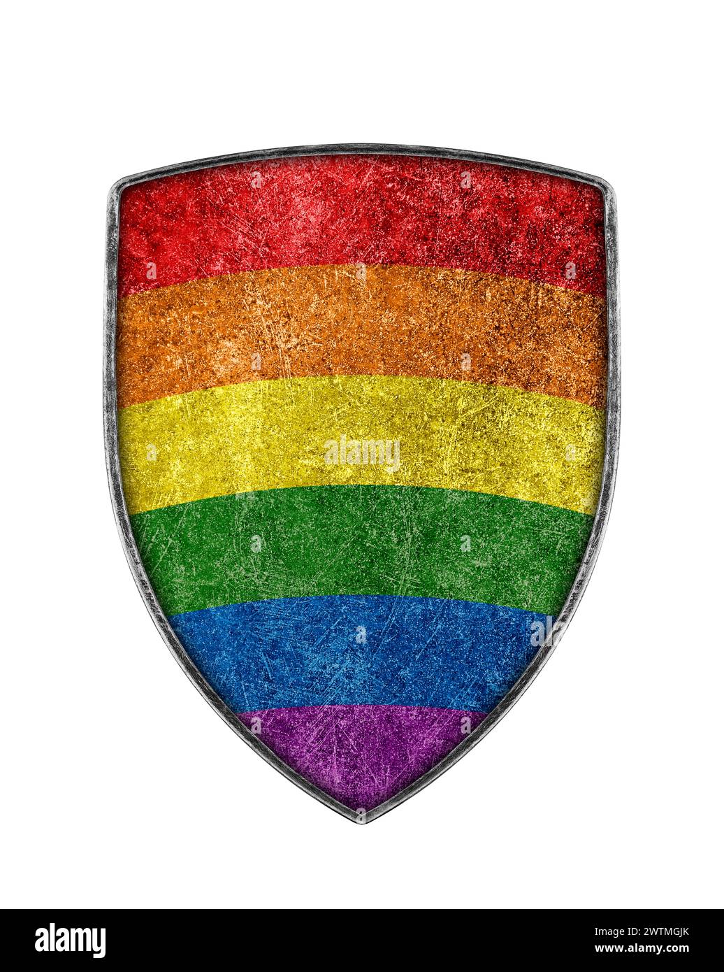 Colorful rainbow metal shield isolated on white background Stock Photo ...