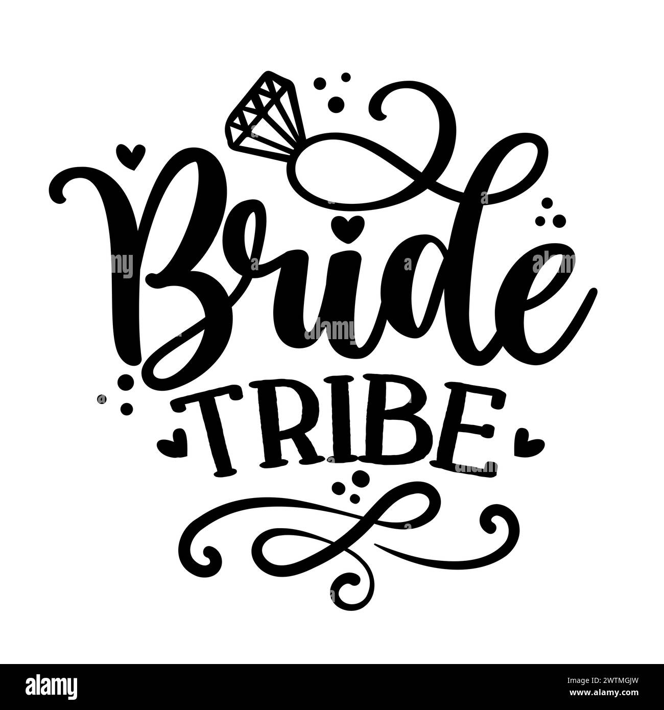 Bride to be - Black hand lettered quote with diamond ring for greeting ...