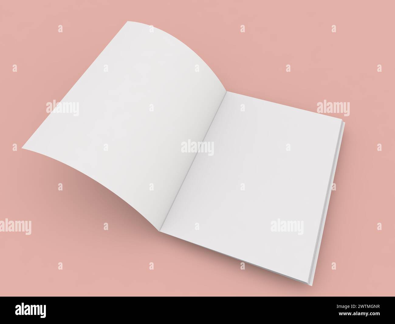 Open magazine mockup on orange background. 3d render illustration Stock ...