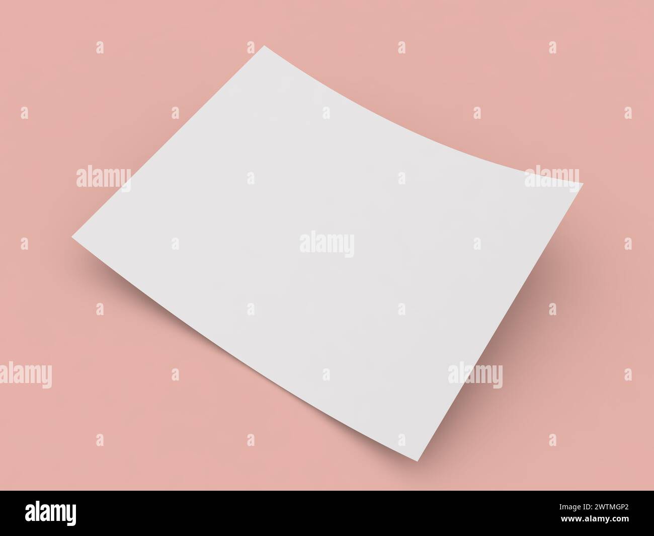 A white sheet of paper with a curved edge in A4 size on a orange ...